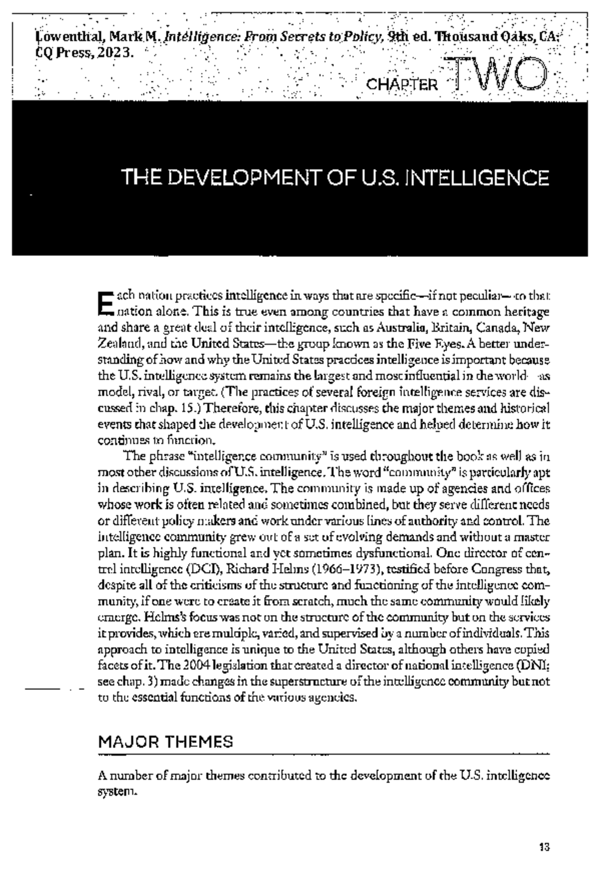 The Development of U.S. Intelligence: Legal Framework & Key Events ...