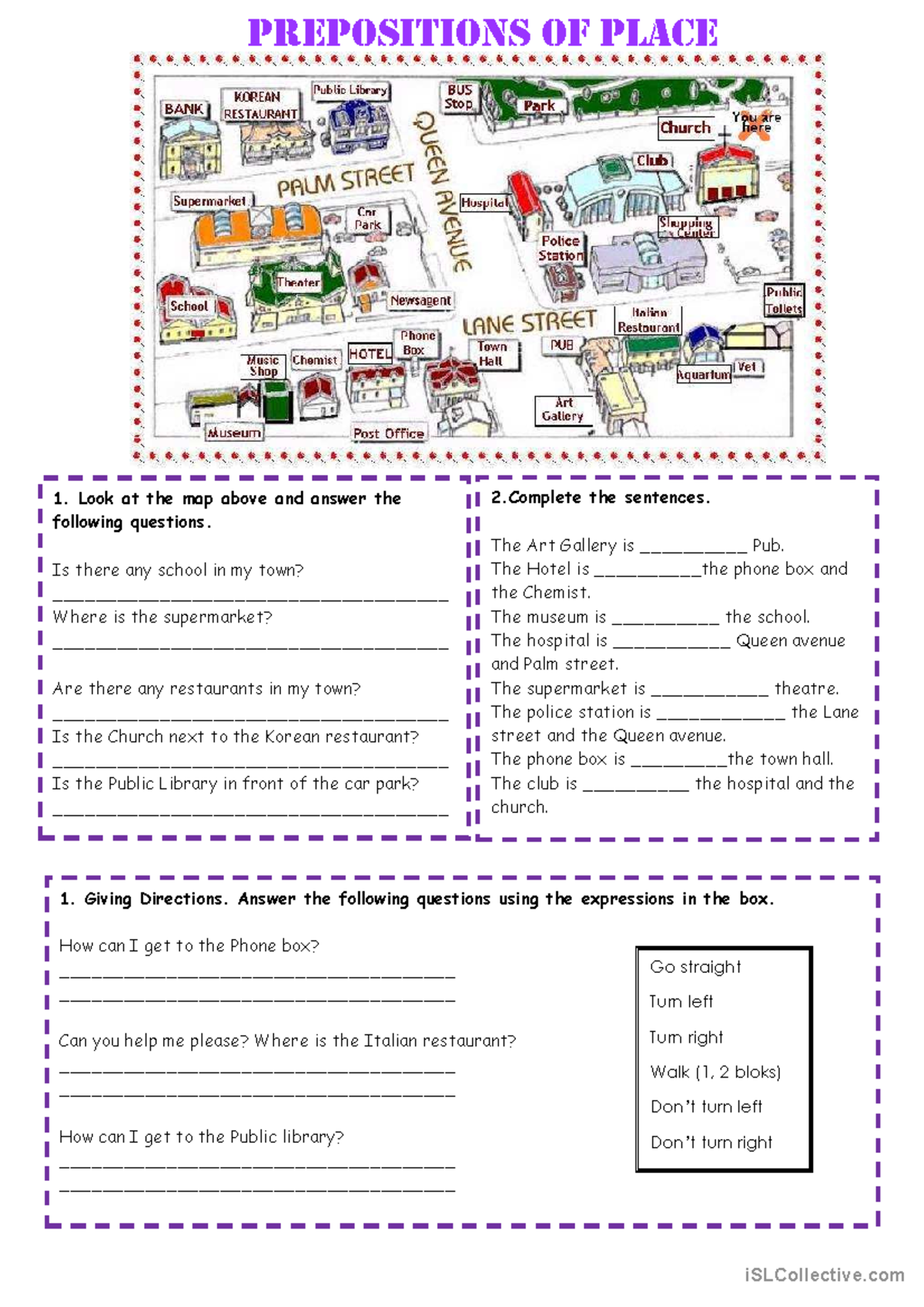 Prepositions of Place & Directions: A Study Guide - Studocu