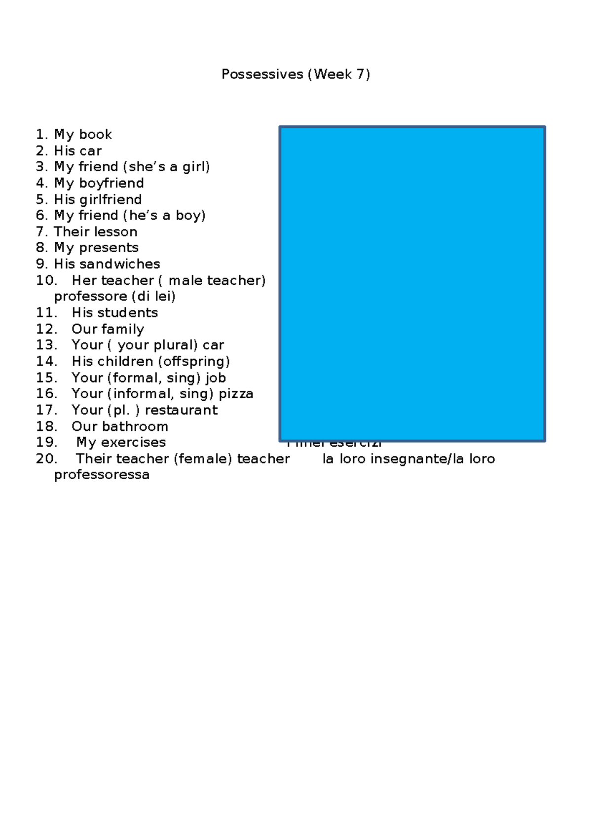 Possessives - Week 7 Revision Material for Language Study - Studocu