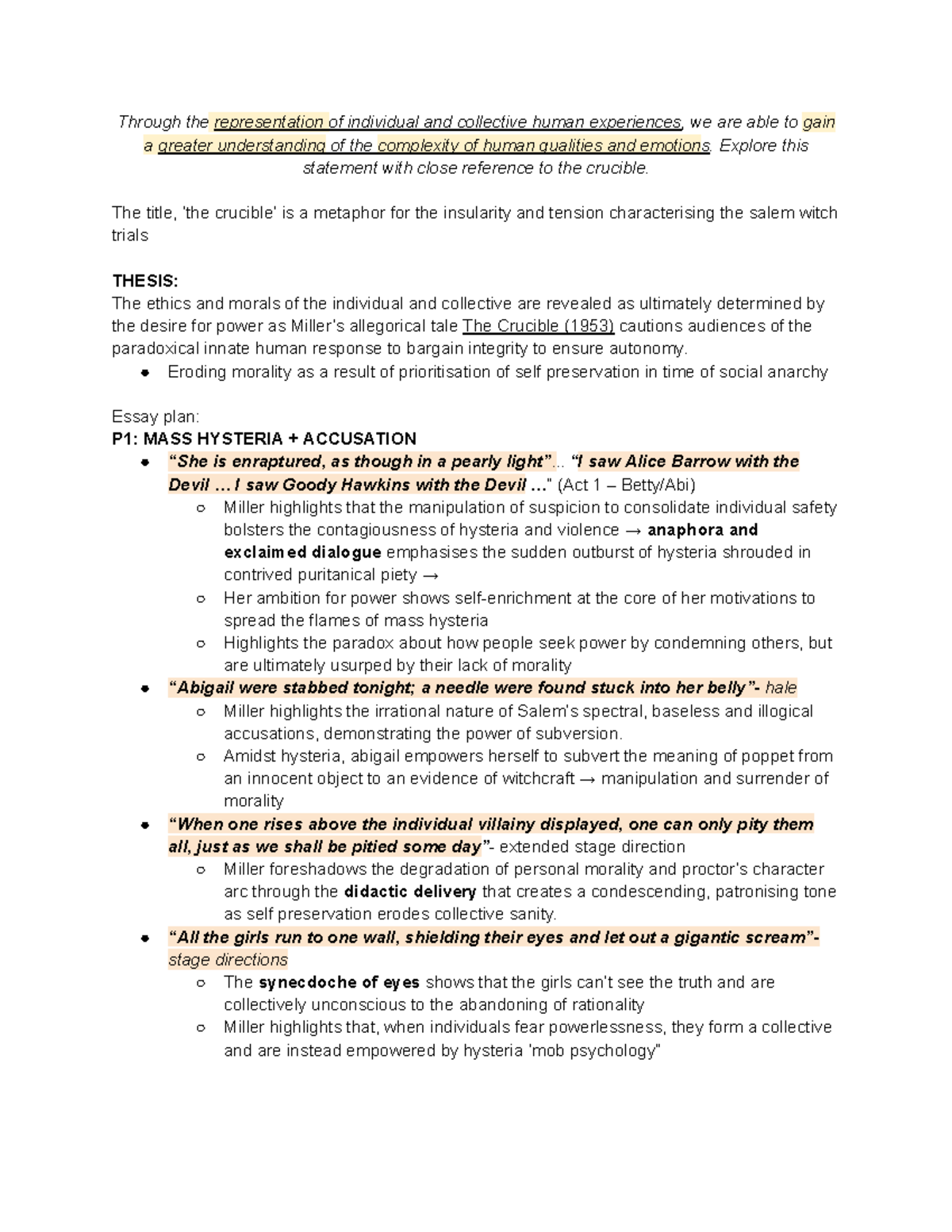 ENG 202 COM MOD Essay - Analysis of The Crucible's Themes - Studocu