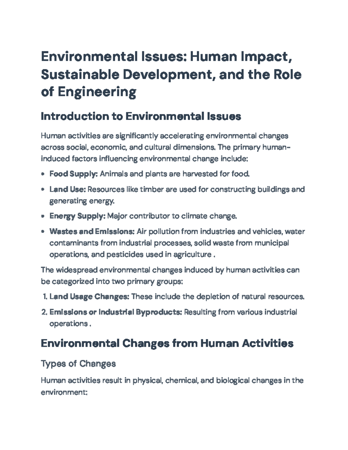 Environmental Issues, Human Impact, and Sustainable Development - ENG ...