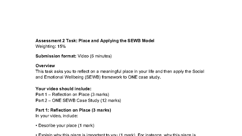 Psyc358 Assignment 2: SEWB Model Reflection & Case Study Analysis - Studocu