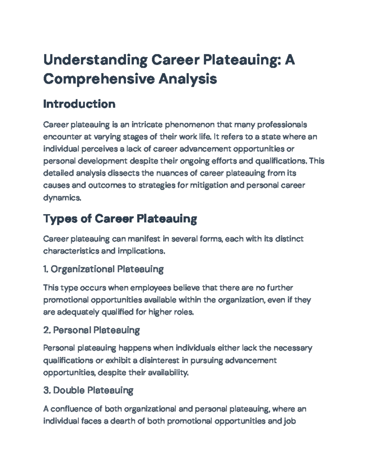 Understanding Career Plateauing: Causes, Effects & Mitigation ...