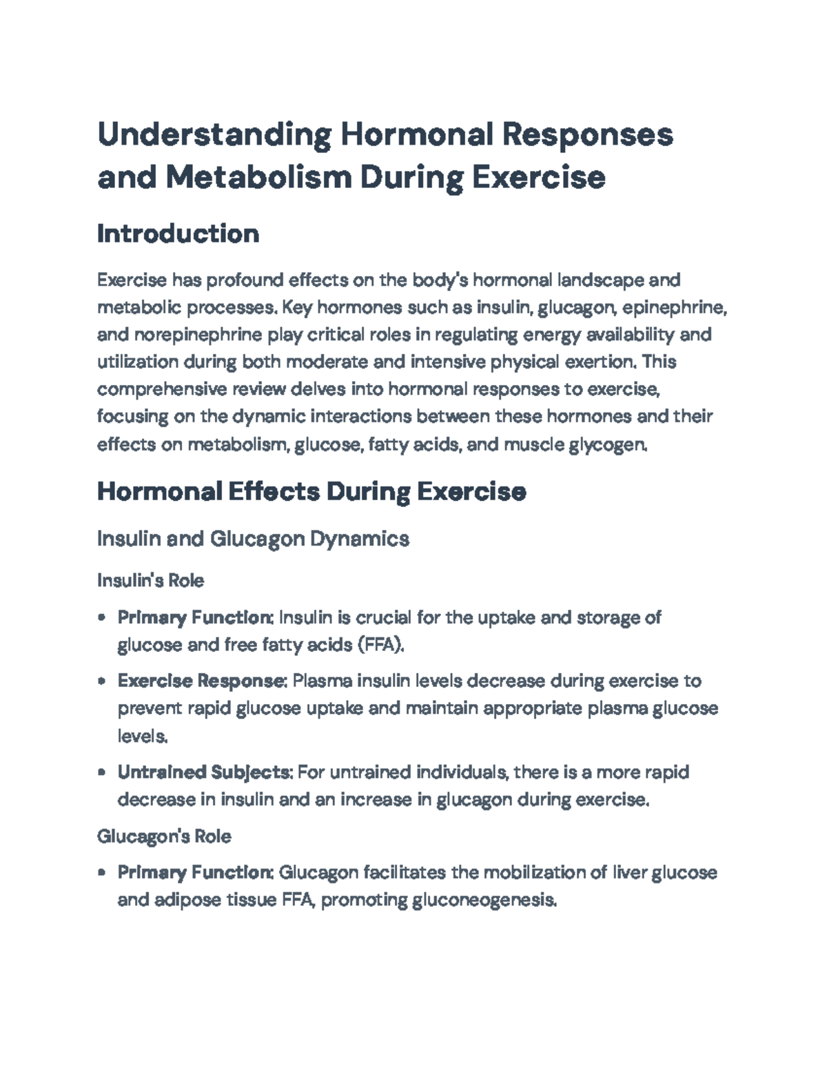 Understanding Hormonal Responses & Metabolism During Exercise ...