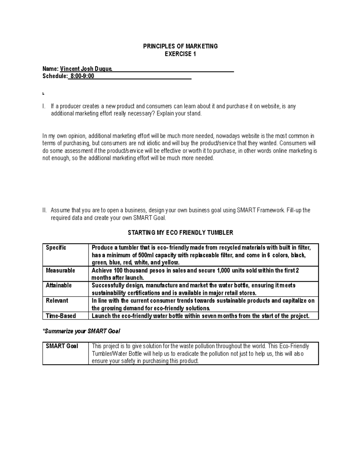 Principles OF Marketing Exercise 1 - PRINCIPLES OF MARKETING EXERCISE 1 ...