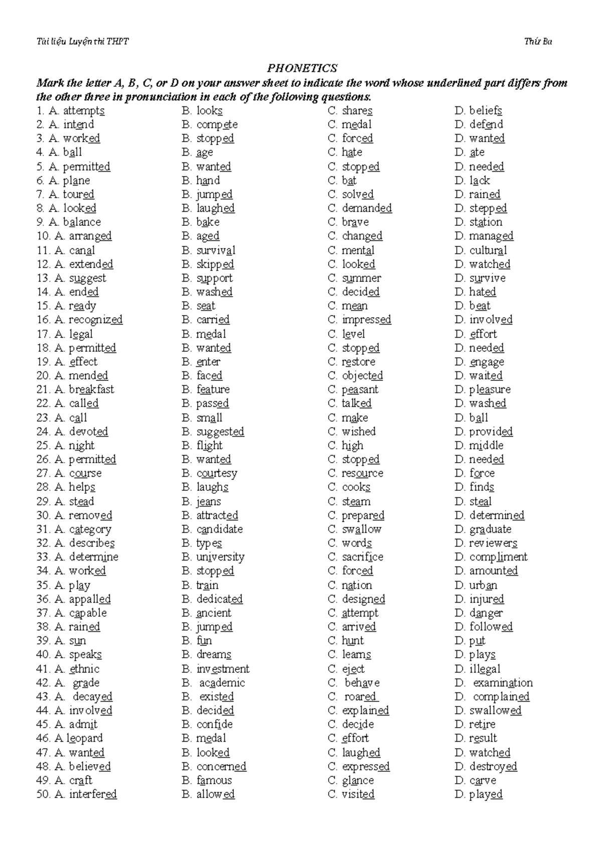 2324-TL12 - Phonetics Practice Questions and Pronunciation Exercises ...