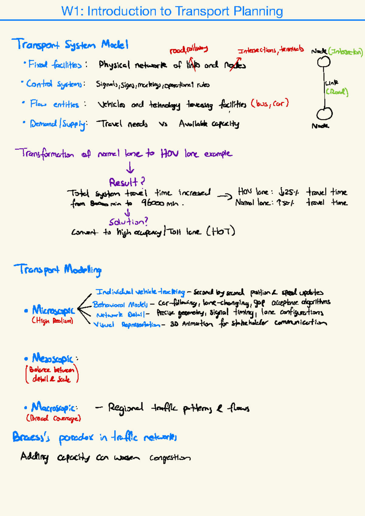 W1: Transport Planning Notes on System Models and Traffic Flow - Studocu