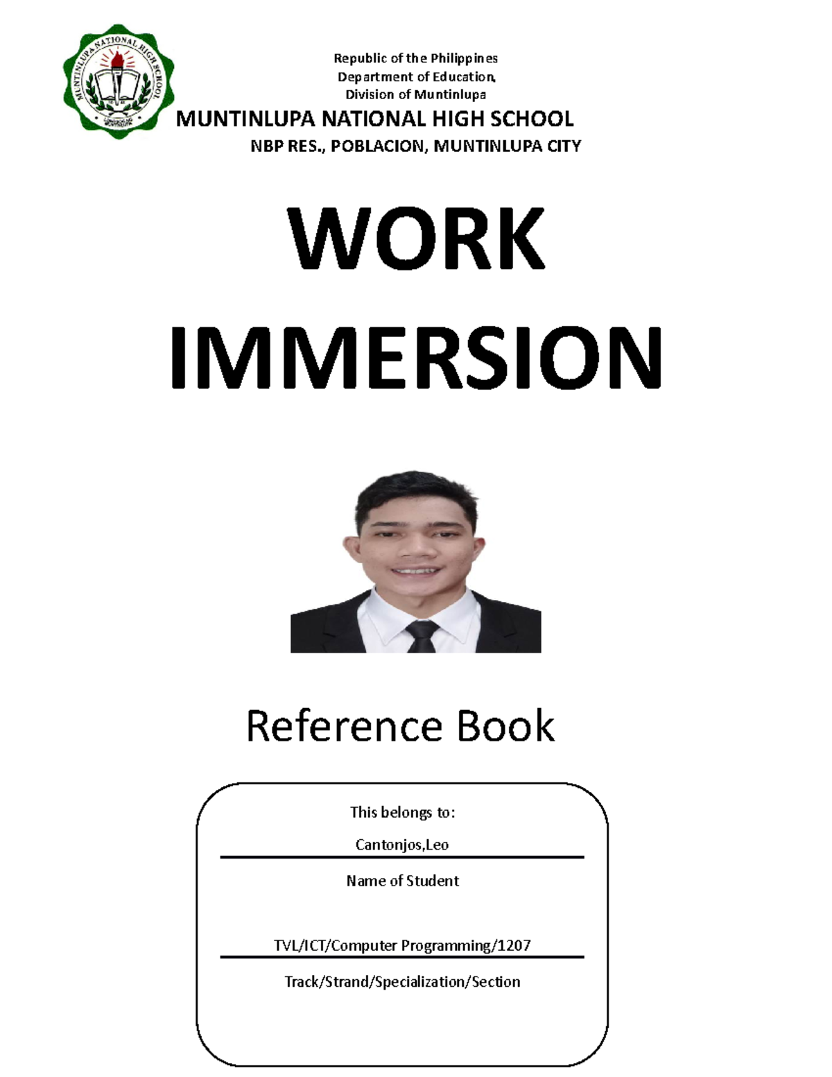 WORK Immersion Journal Template for TVL/ICT 2022-2023 - Studocu