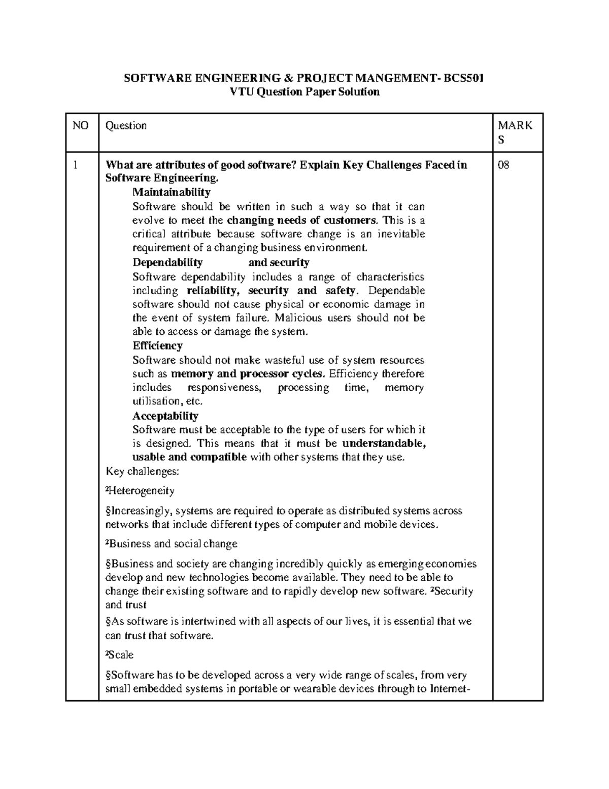 BCS501 Software Engineering Project Management: Jan 2025 Exam Solutions - Studocu