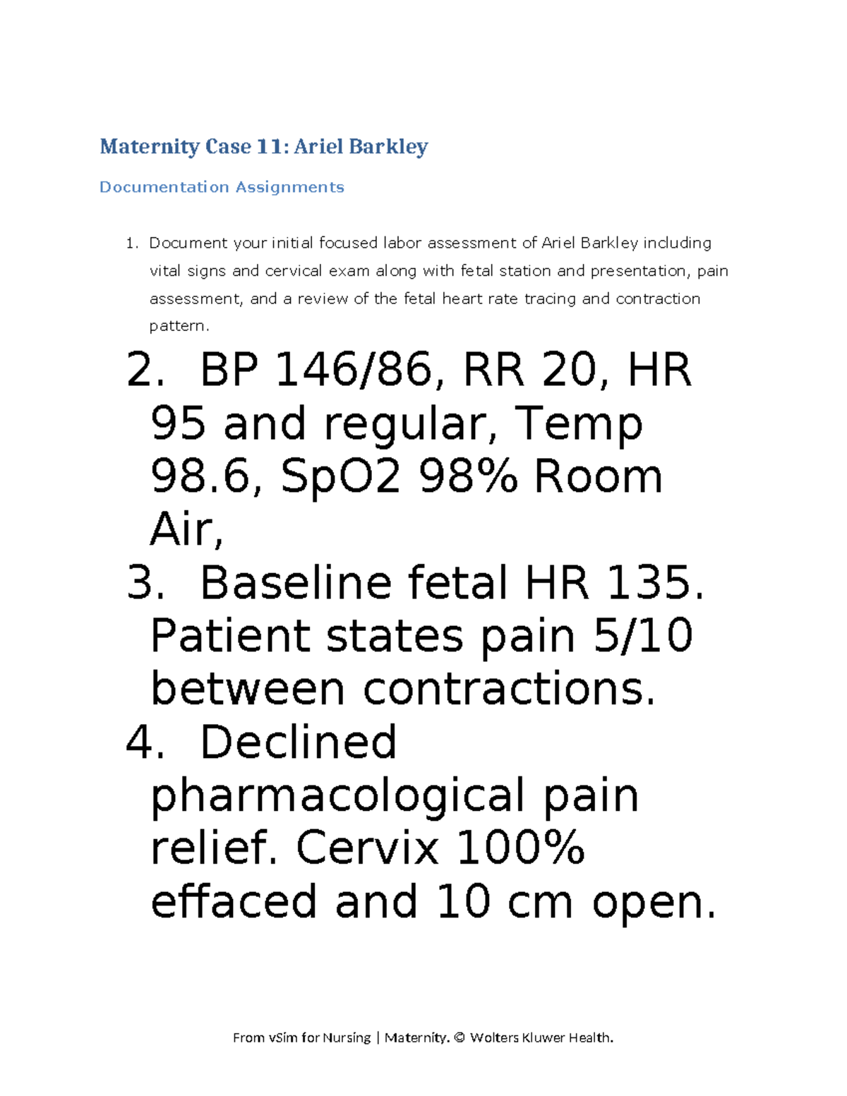 Maternity Case Study: Ariel Barkley - Clinical Packet OB 1 - Studocu