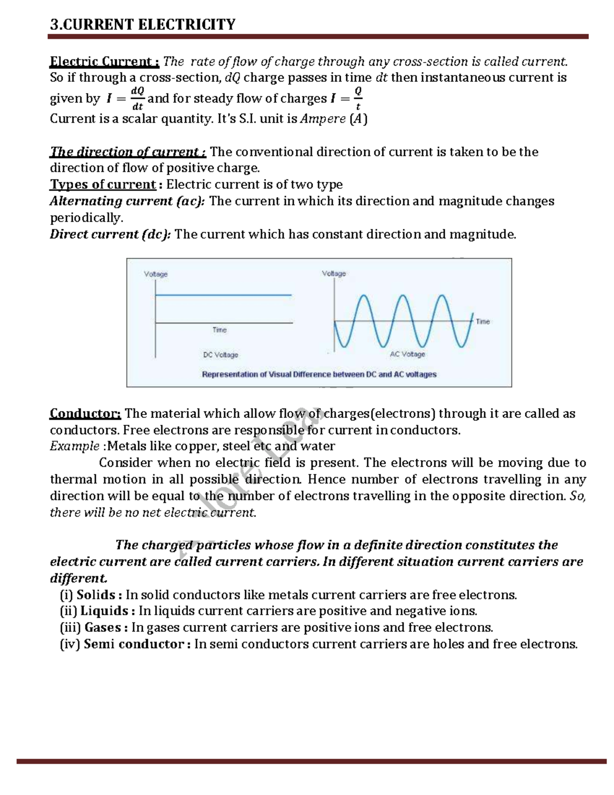 Ch-3 CURRENT ELECTRICITY: Understanding Electric Current and Its ...