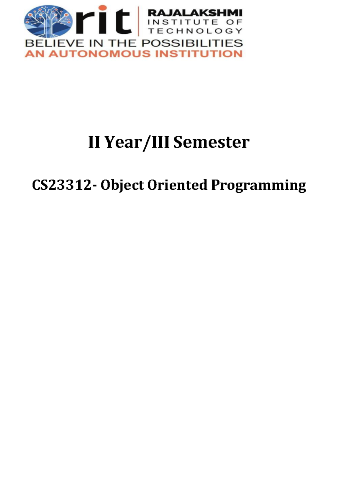 CS23312 - Unit 2: Exception Handling, Arrays, and Strings Notes - Studocu