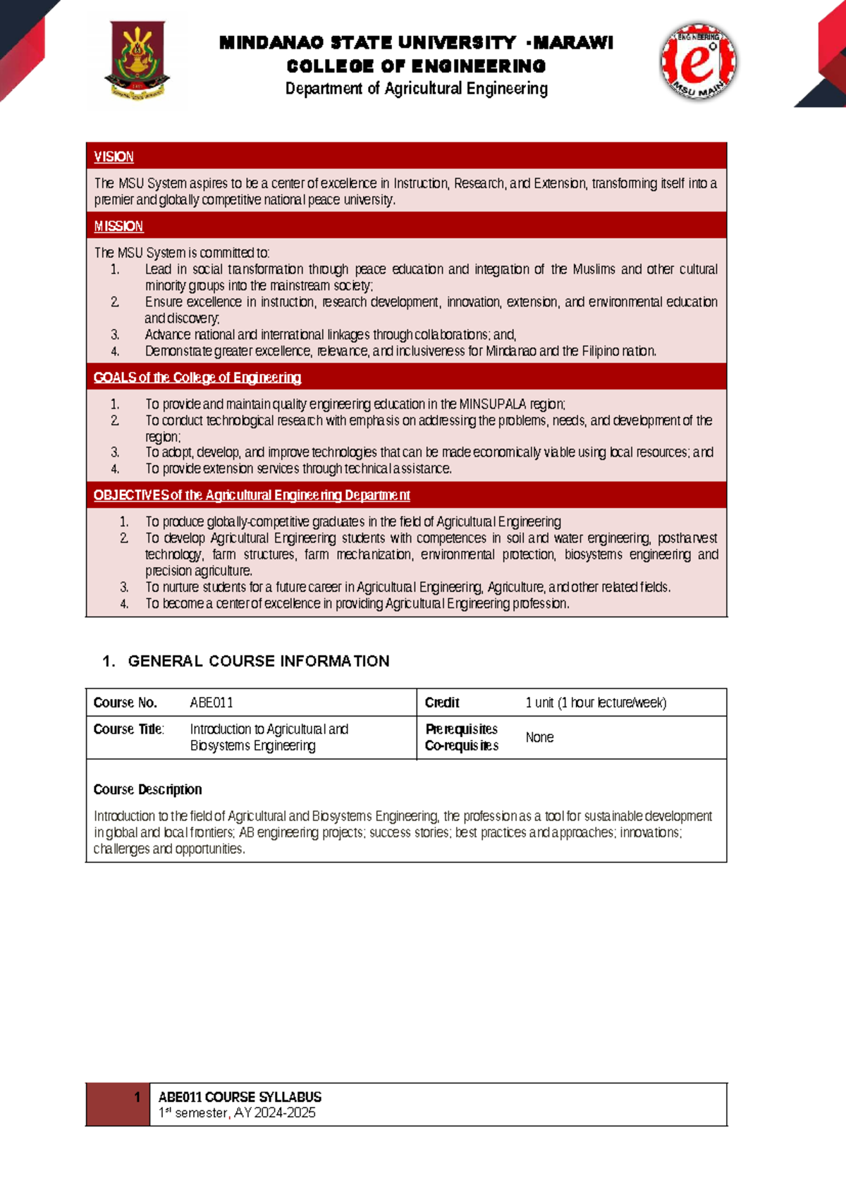 ABE011 - Introduction to Agricultural and Biosystems Engineering ...