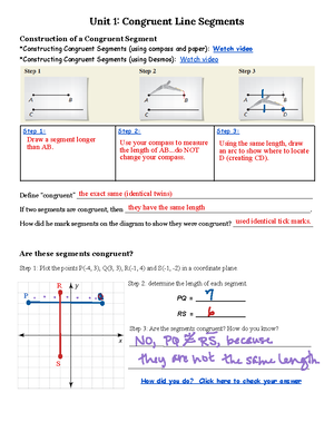 [Solved] Identify two segments that are marked congruent to each other - Geometry - Studocu