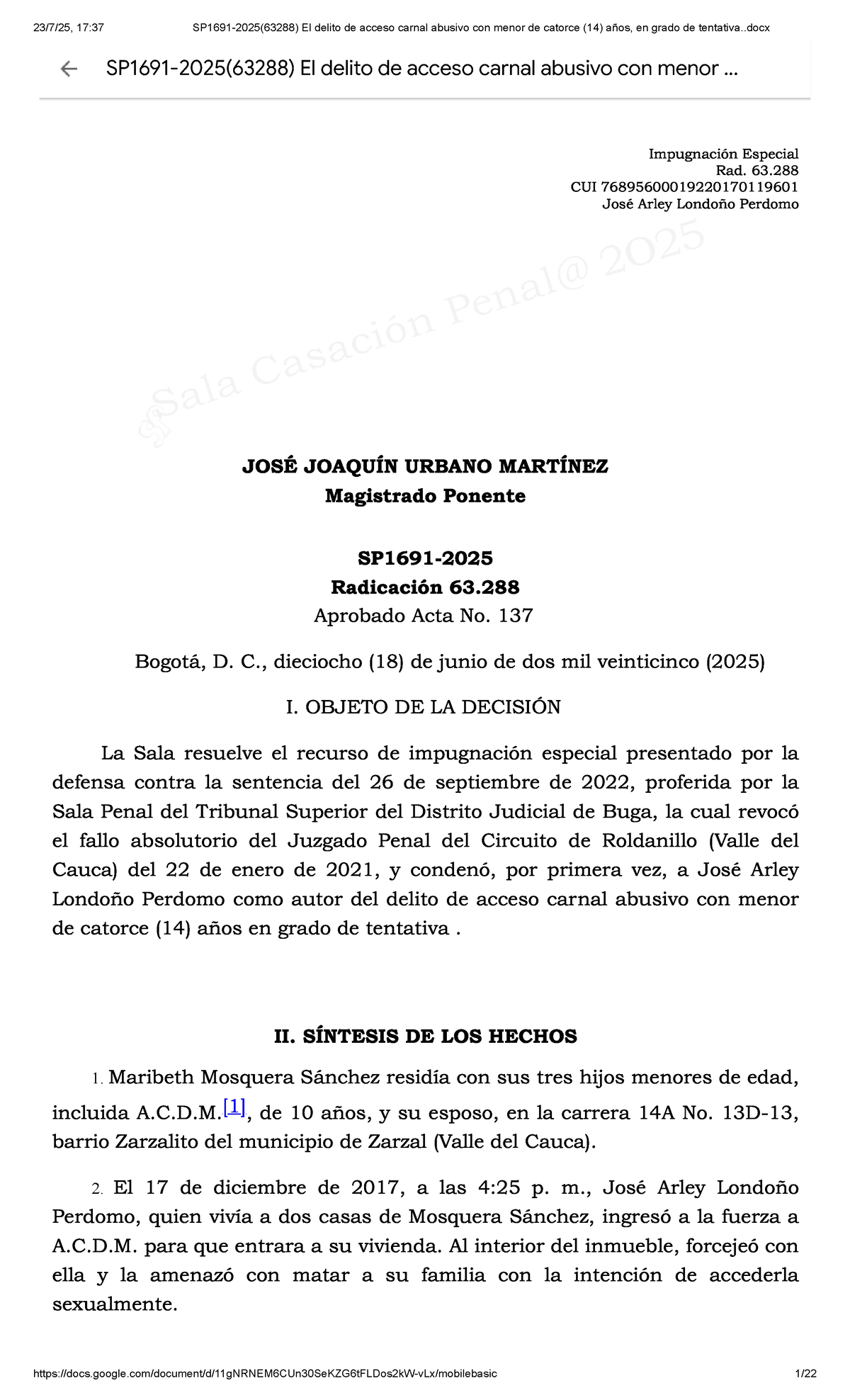 SP1691-2025: Análisis del Delito de Acceso Carnal Abusivo en Grado de ...