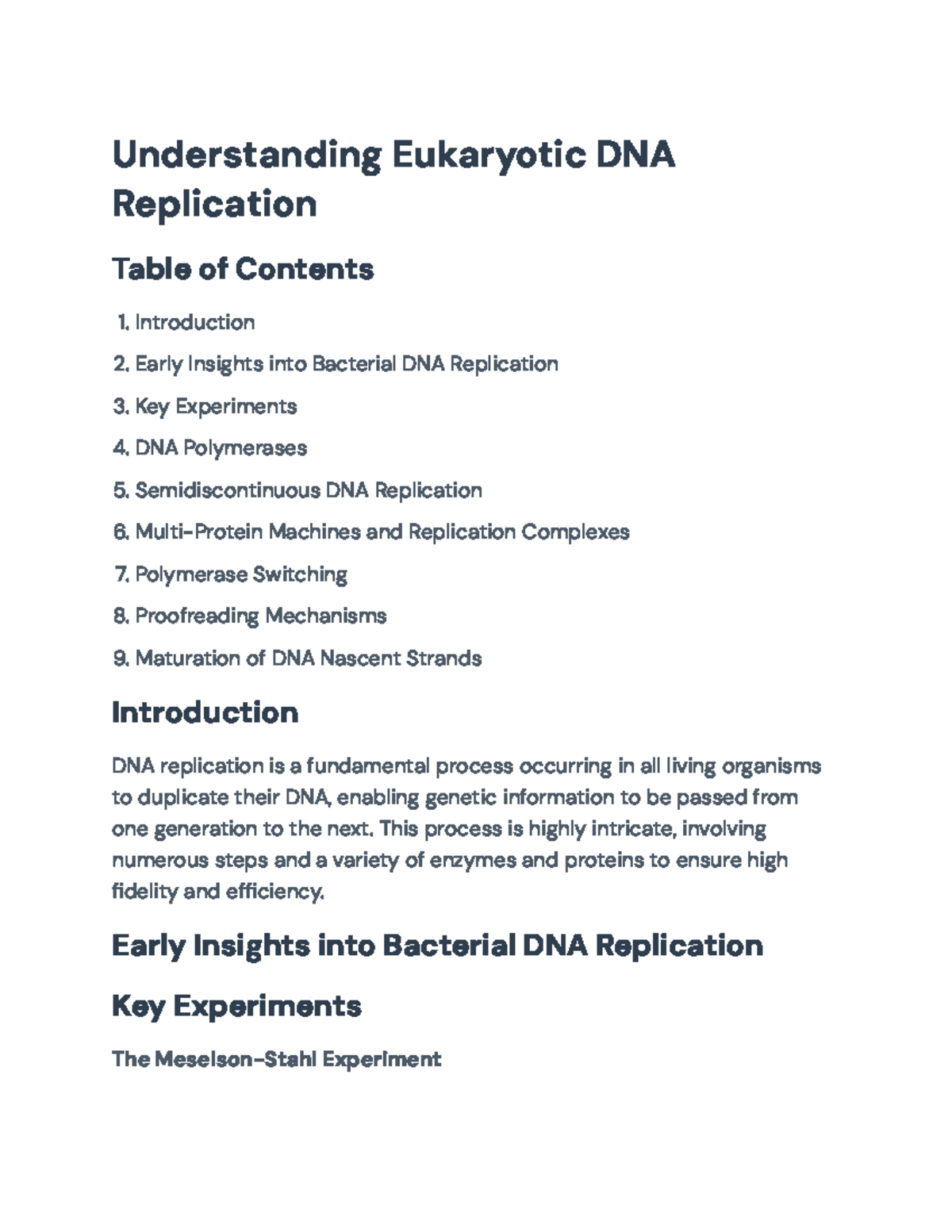 Eukaryotic DNA Replication Overview: Key Concepts and Mechanisms ...