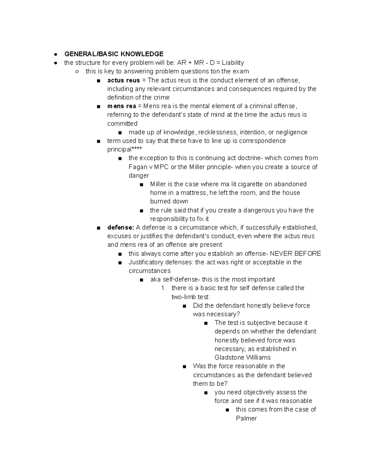 Criminal Law 101: Final Exam Study Guide on Key Concepts and Cases ...