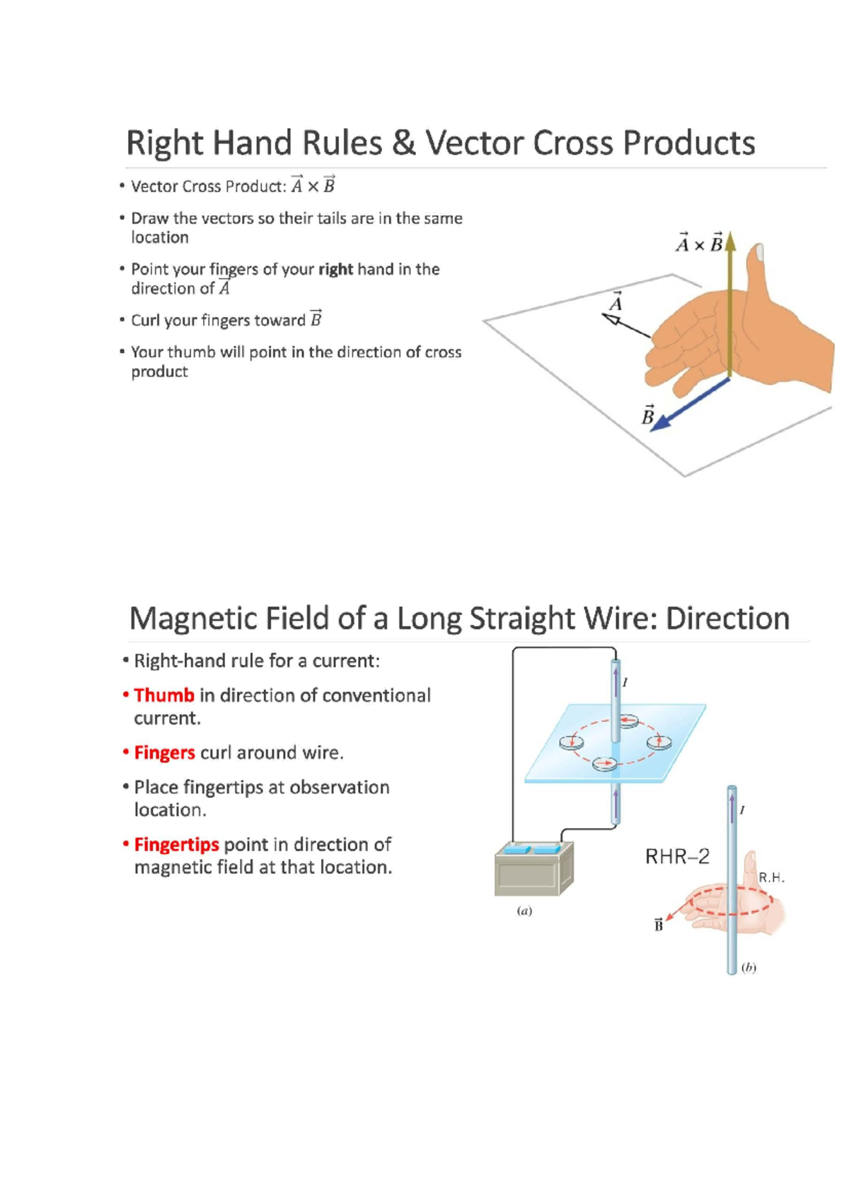 Right Hand Rules: Vector Cross Products & Magnetic Fields (Ch 20-22 ...