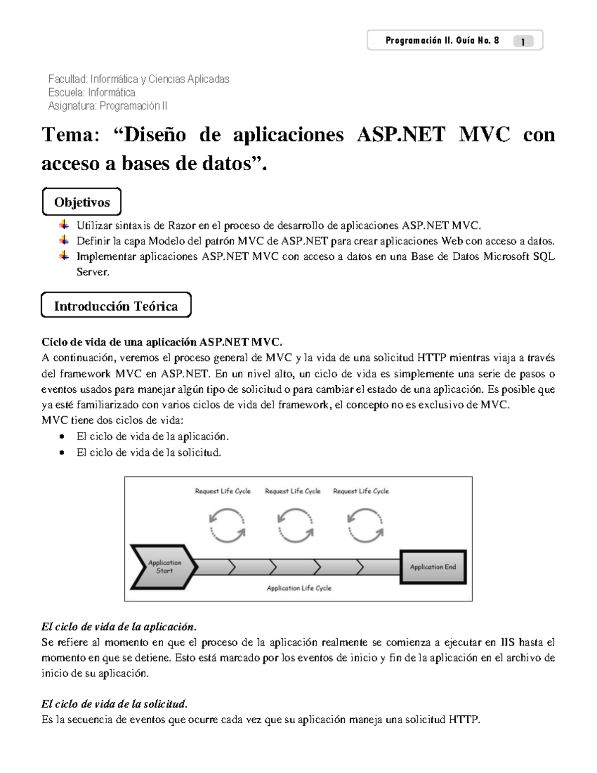 Guía No. 8 Programación II - Tema: “Diseño de aplicaciones ASP MVC con ...