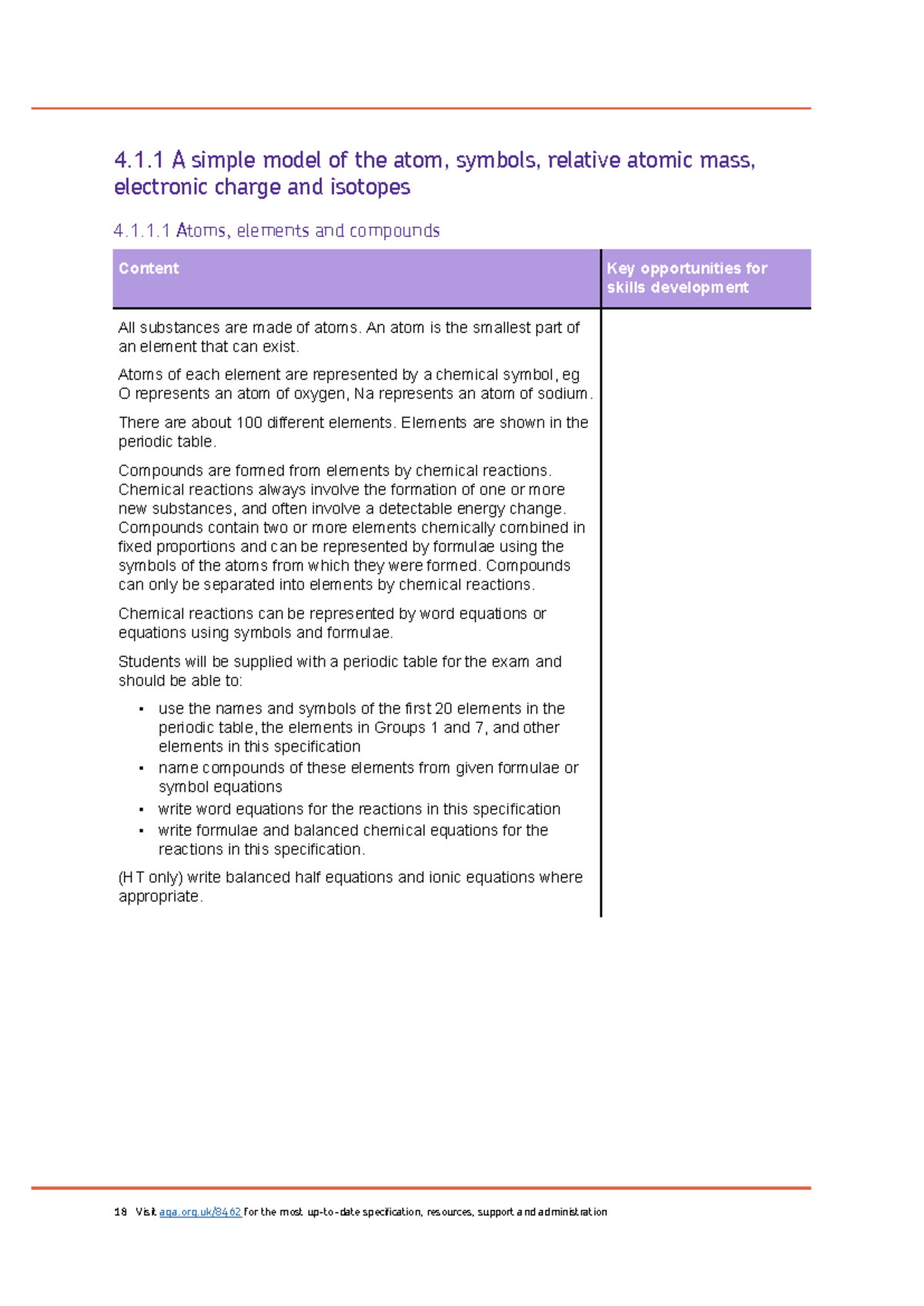 AQA GCSE Chemistry 8462: Atoms, Elements, and Compounds Overview - Studocu