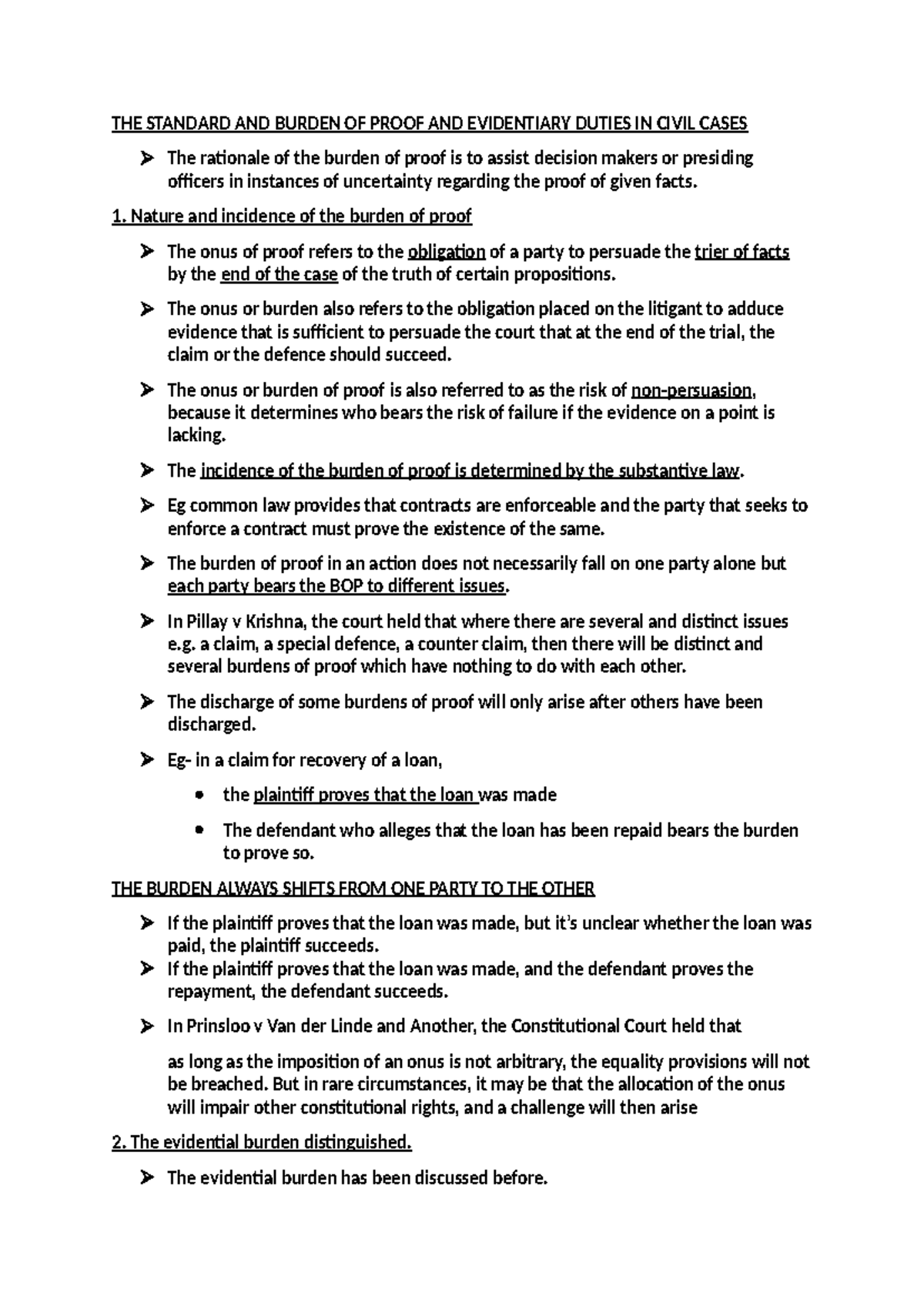 Civil Procedure: Burden of Proof and Evidentiary Duties Explained - Studocu