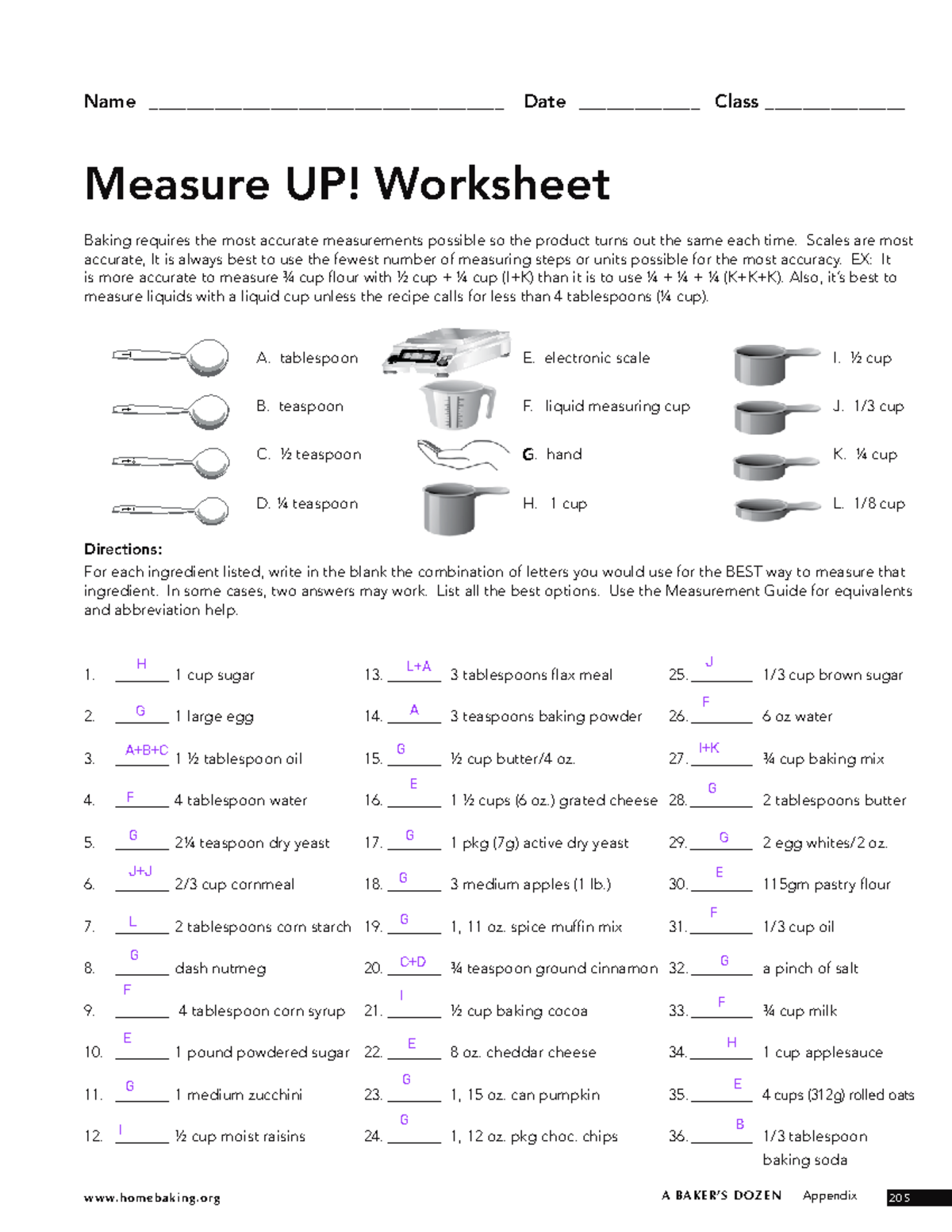 Measure UP! Worksheet: Accurate Baking Measurements Guide - Studocu