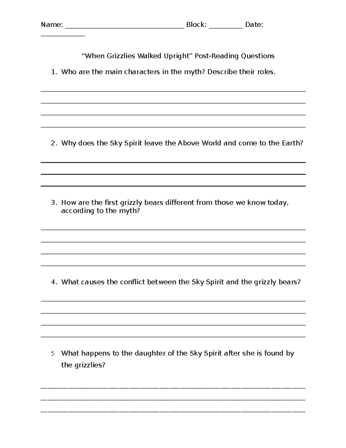 When Grizzlies Walked Upright: PRQ Analysis & Discussion Questions ...