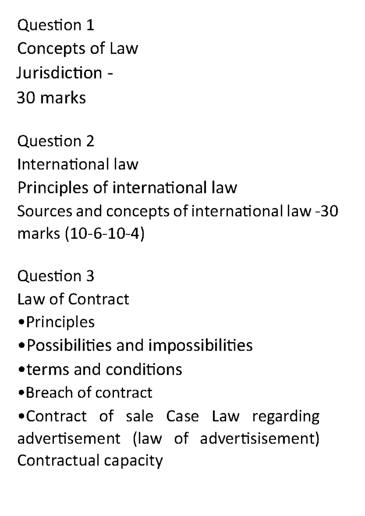 Law Exam Review: Jurisdiction, Int'l Law & Contract Principles - Studocu