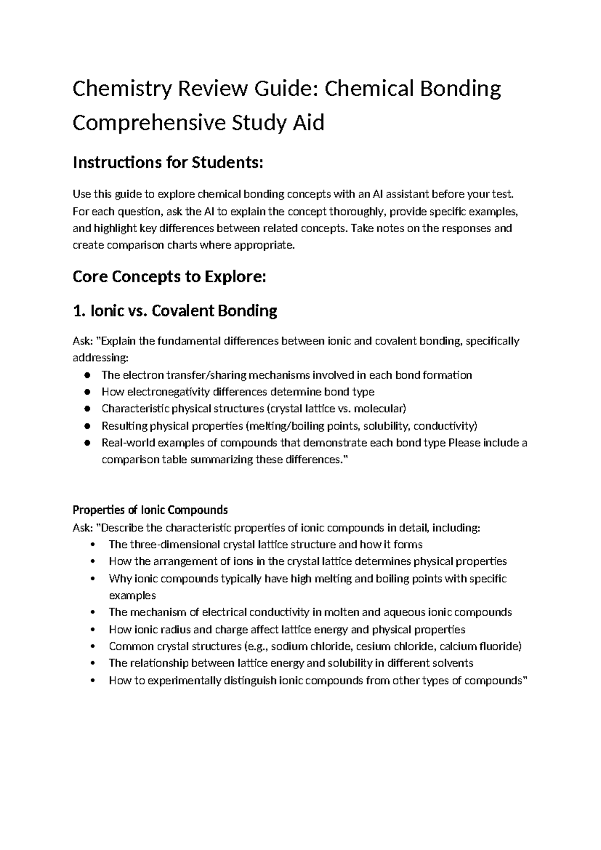 Chemistry Review Guide: Chemical Bonding Concepts (CHEM 101) - Studocu