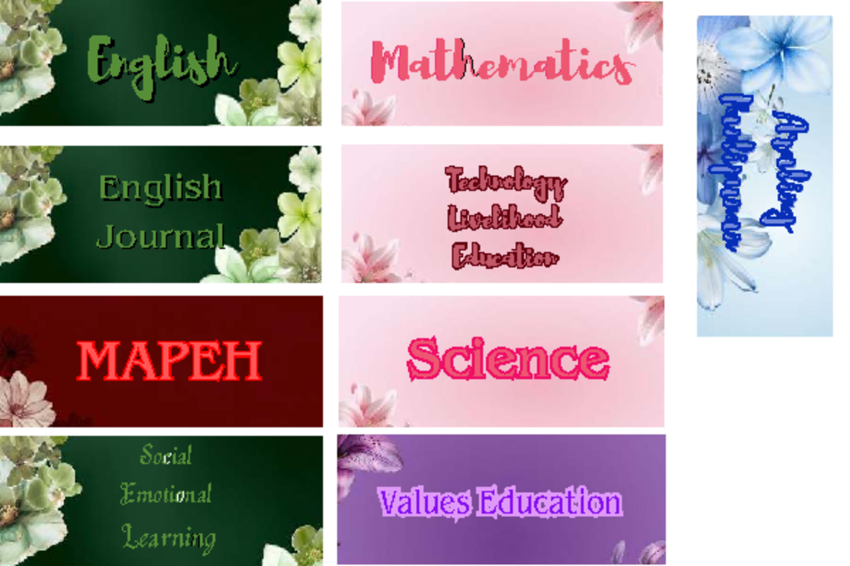 Colorful Illustrative Labels for Subject Areas in MAPEH and Values Ed ...