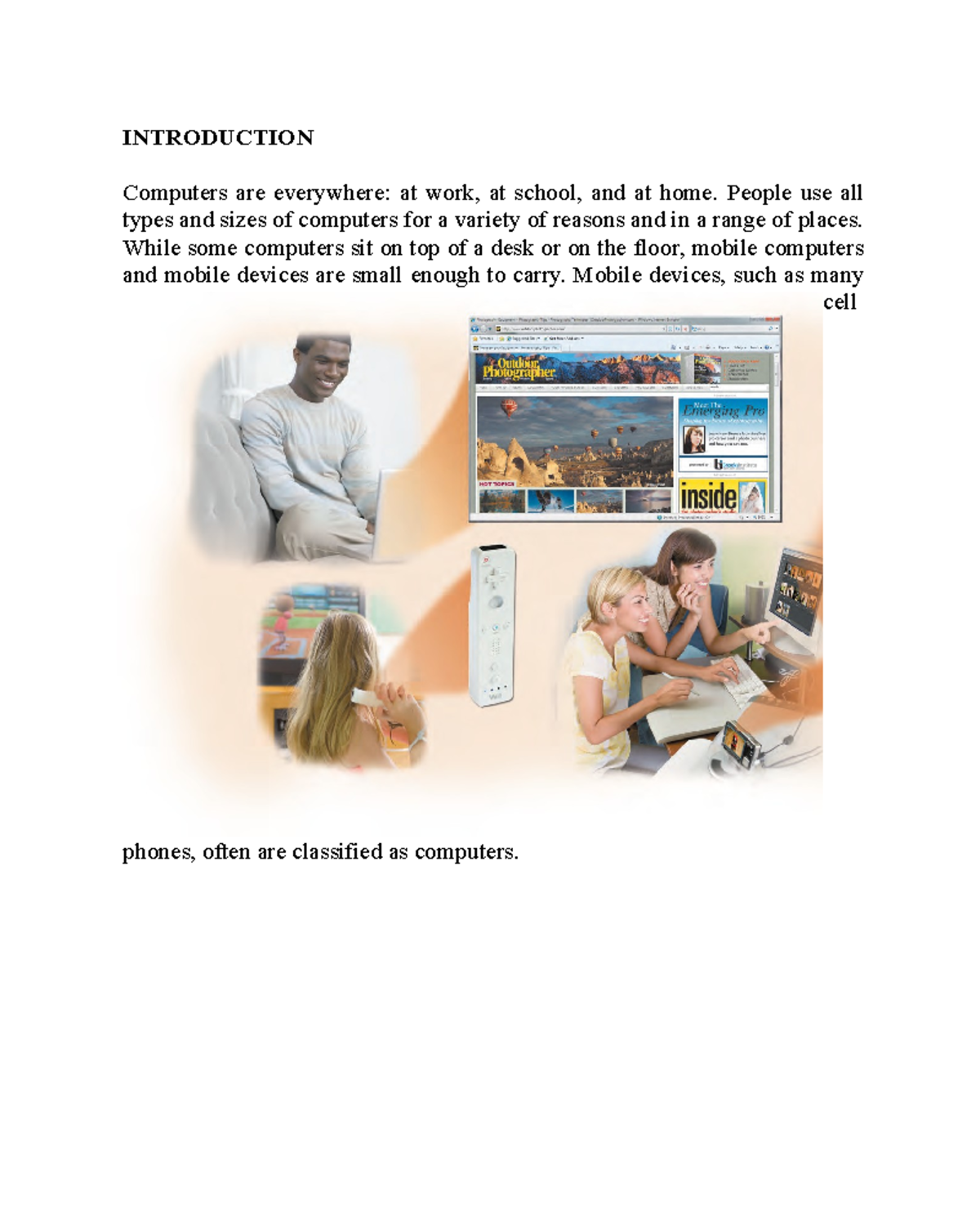 Lesson 1 - review material - INTRODUCTION Computers are everywhere: at ...