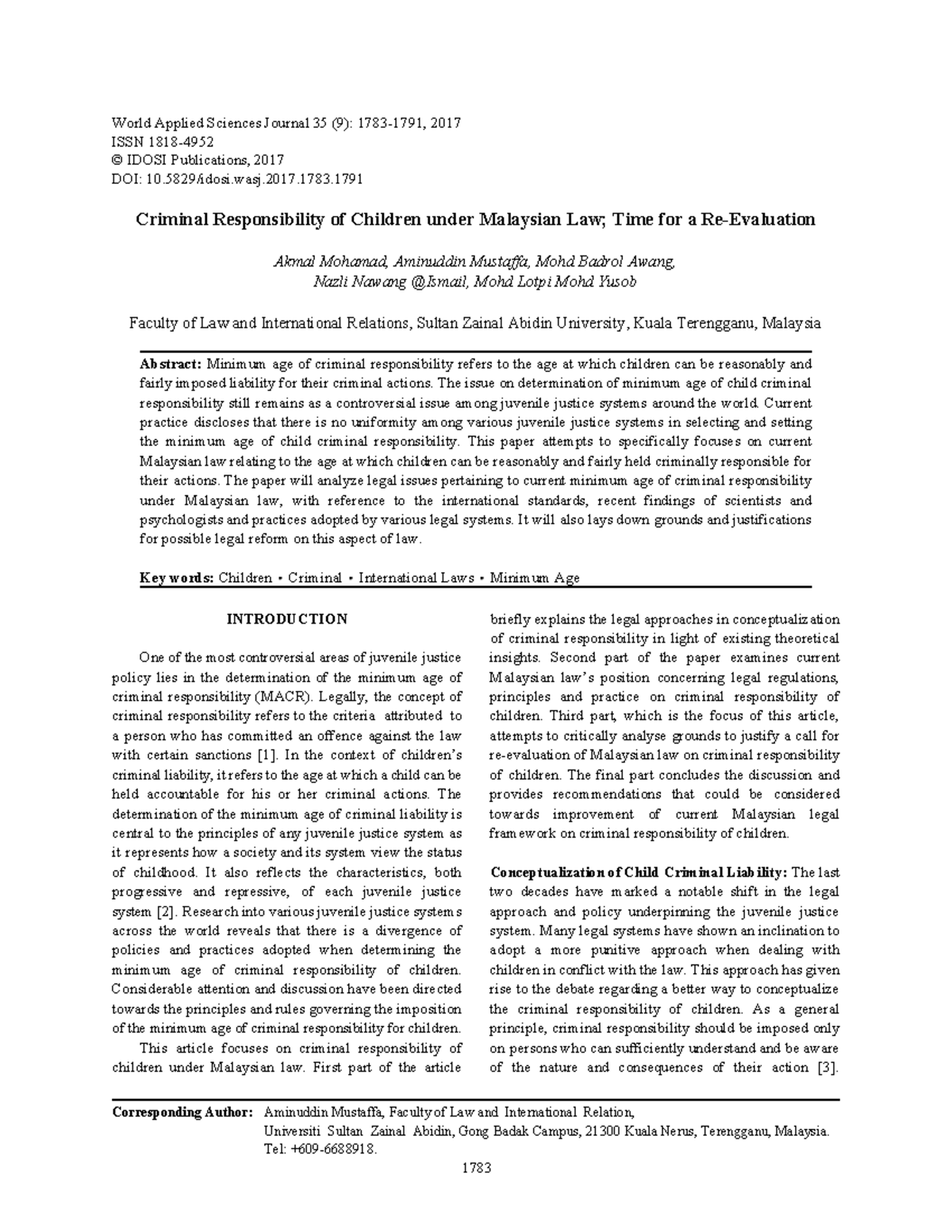 Re-evaluating Doli Incapax & Criminal Responsibility of Children in ...