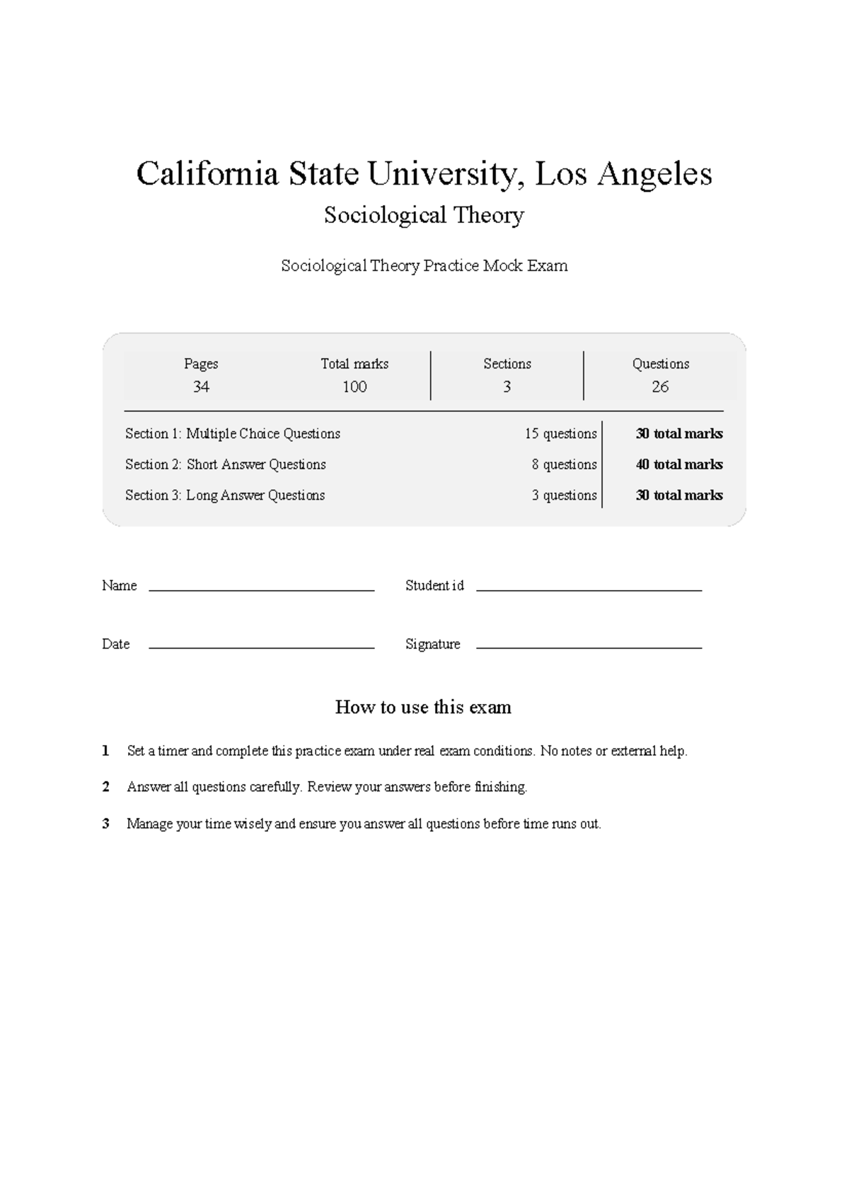 SOC 4120 Sociological Theory Practice Mock Exam 2026 - Studocu
