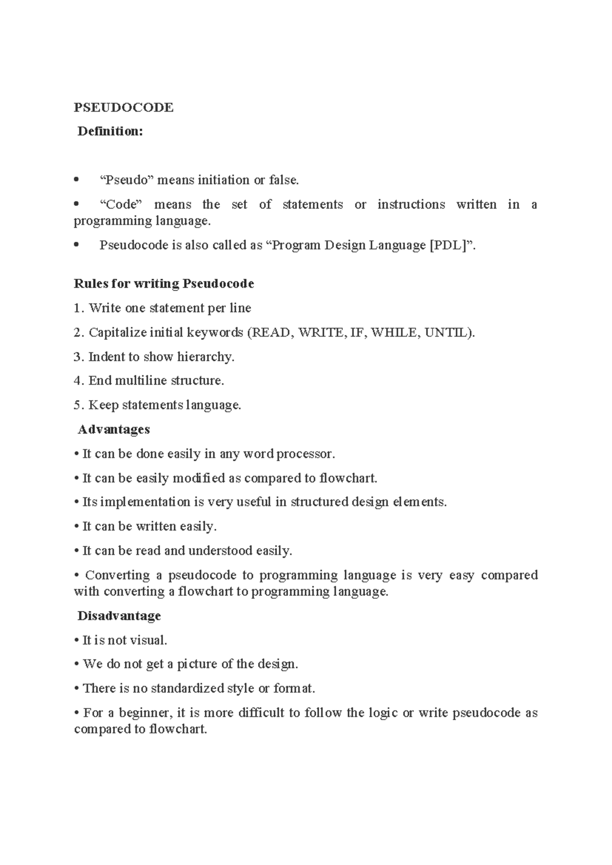 CS101: Pseudocode and Flowchart Study Notes - Studocu
