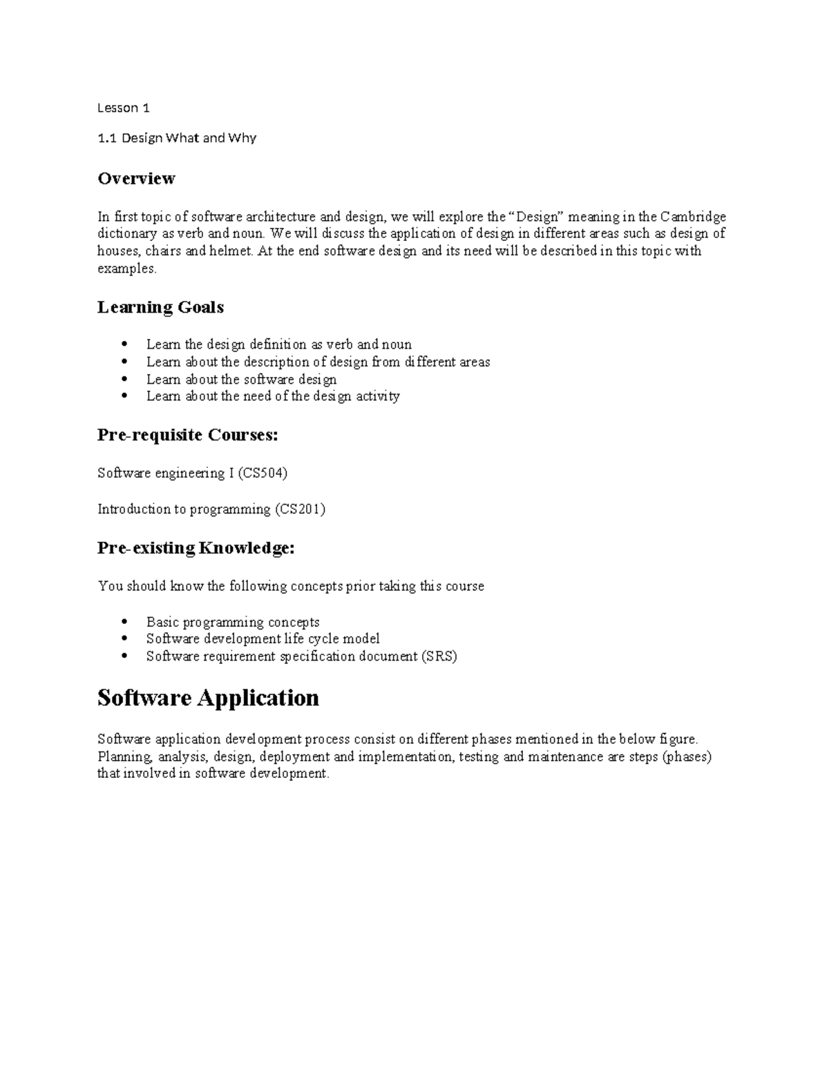 CS603 Week 1: Introduction to Software Design Concepts and Principles ...
