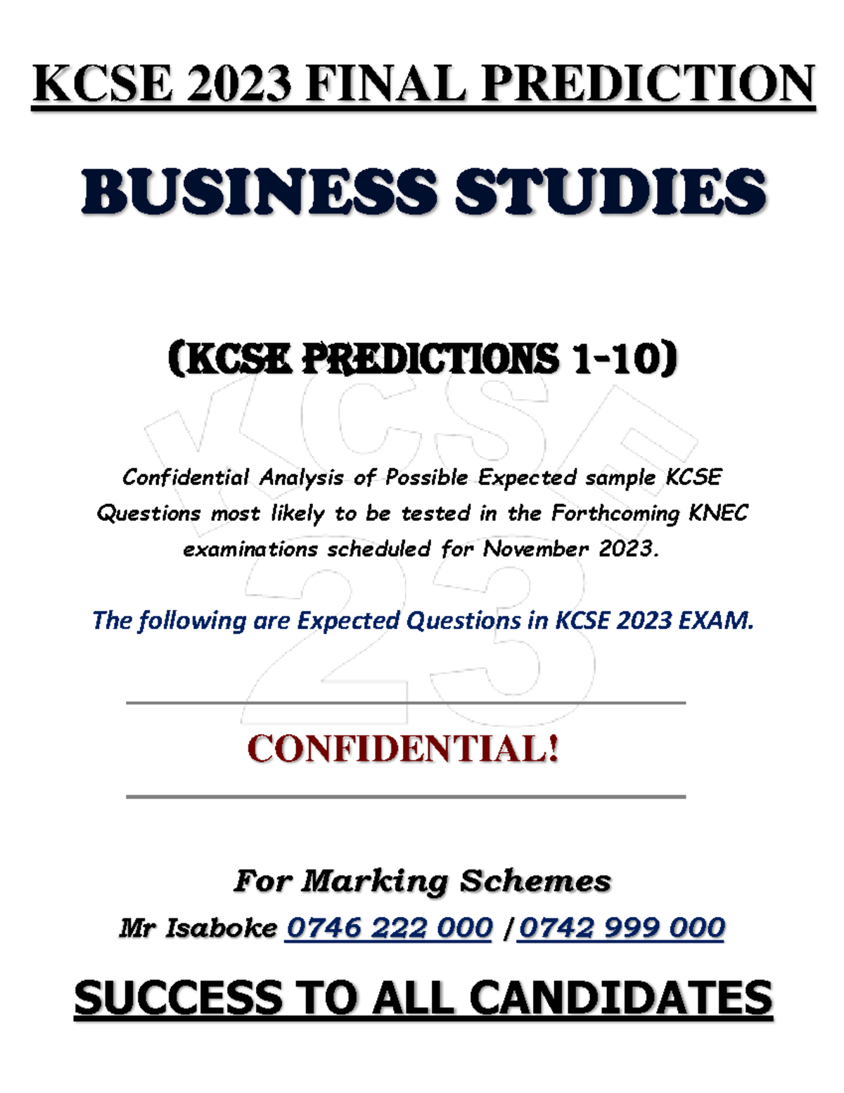 KCSE Business Final Prediction 2023 - KCSE 2023 FINAL PREDICTION ...