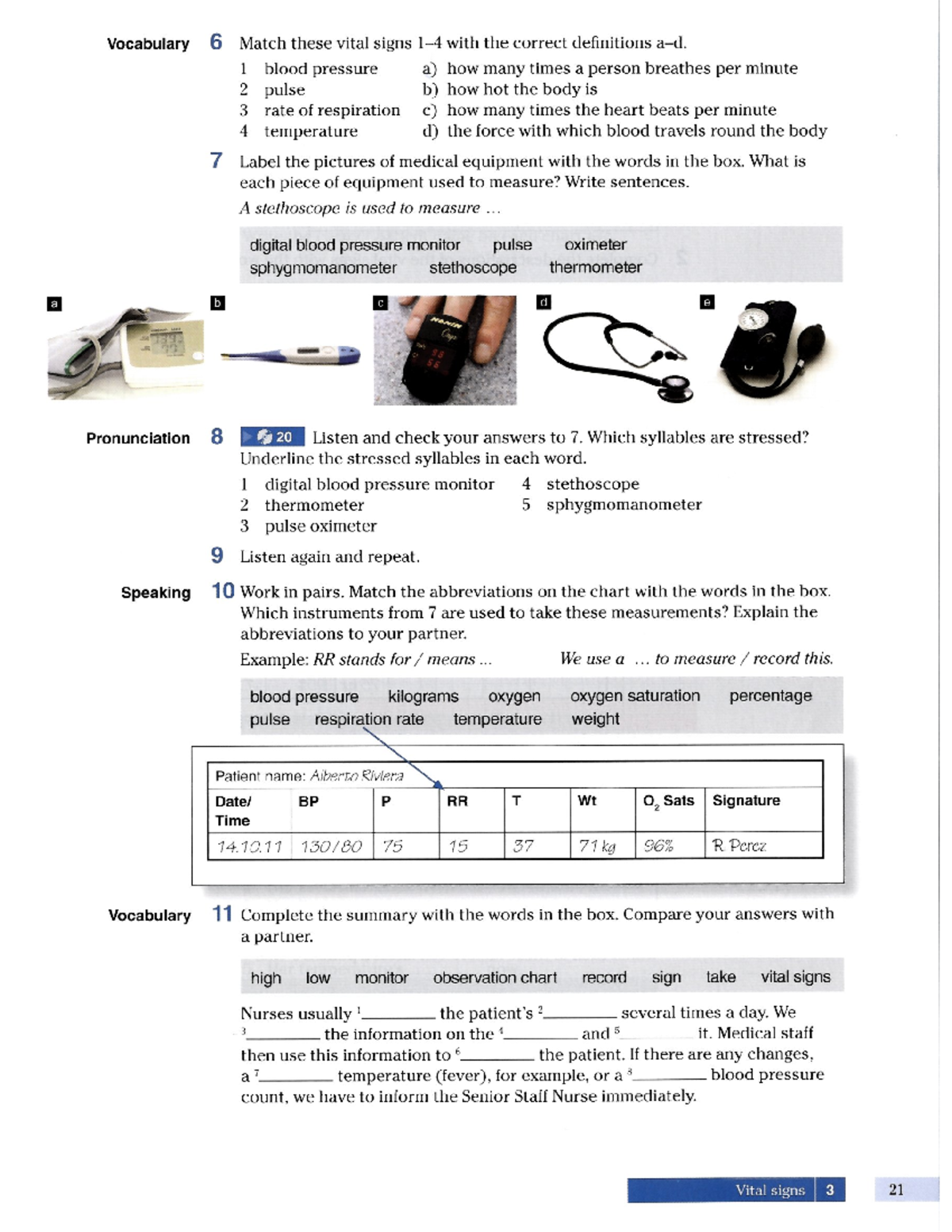 Vocabulary 6: Understanding Vital Signs and Medical Equipment - Studocu