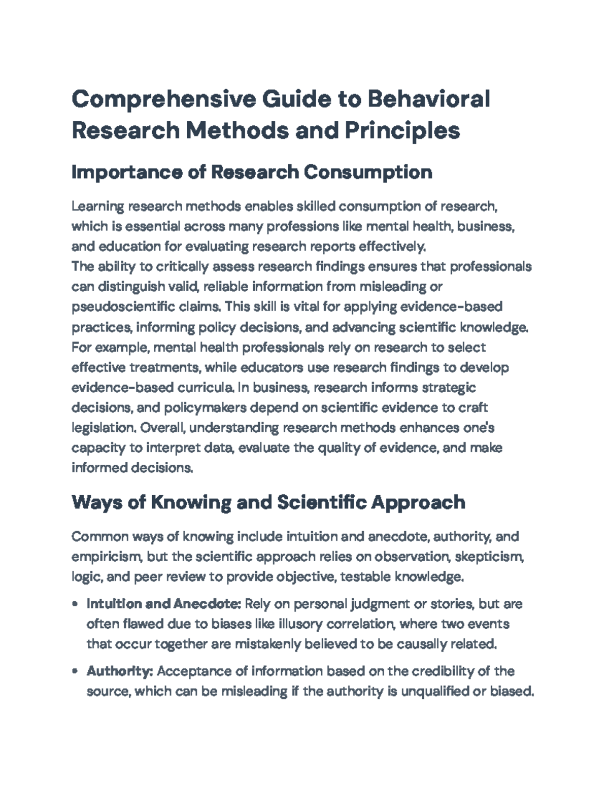 Comprehensive Guide to Behavioral Research Methods and Ethical ...
