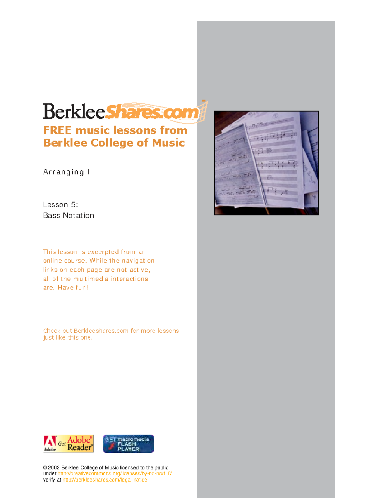 Arranging I Lesson 5: Bass Notation - Berklee College of Music - Studocu