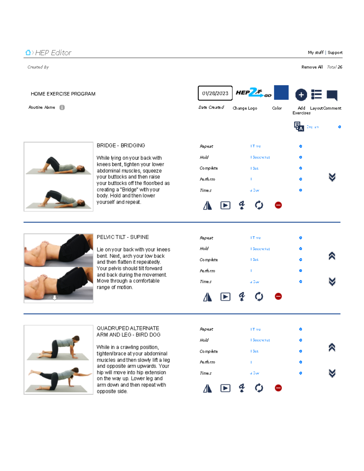 HEP2go - Home Exercise Program Routine Guide - Studocu