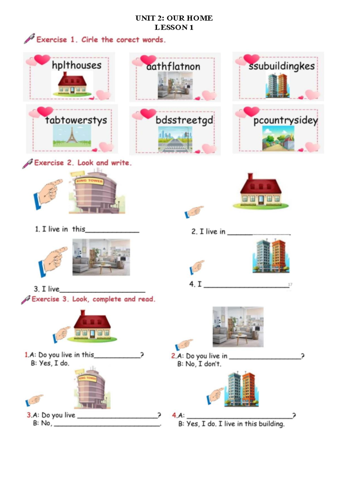 UNIT 2: OUR HOME LESSON 1-3 Exercises and Activities - Studocu