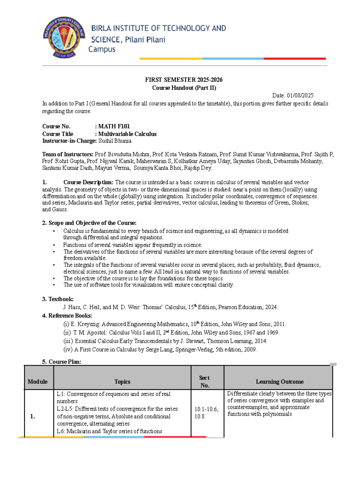 MATH F101: Multivariable Calculus Course Handout (Part II) - Studocu