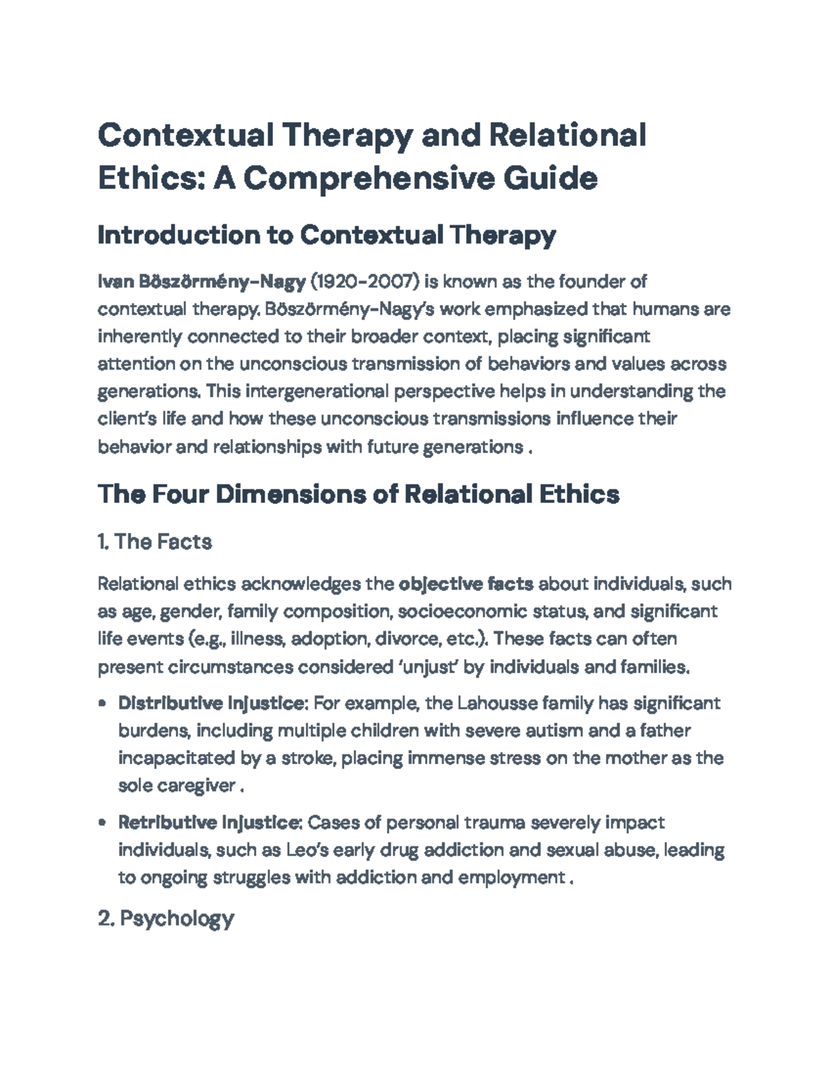 Contextual Therapy and Relational Ethics: A Comprehensive Overview ...
