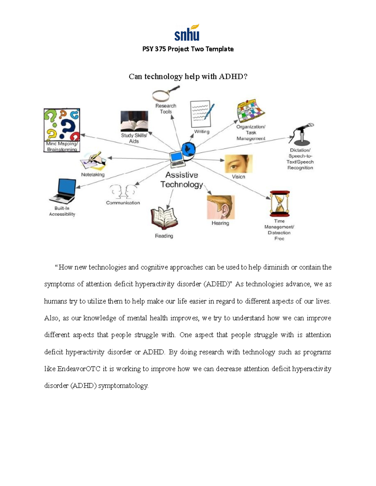 PSY 375 Project Two: The Role of Tech in Managing ADHD Symptoms - Studocu