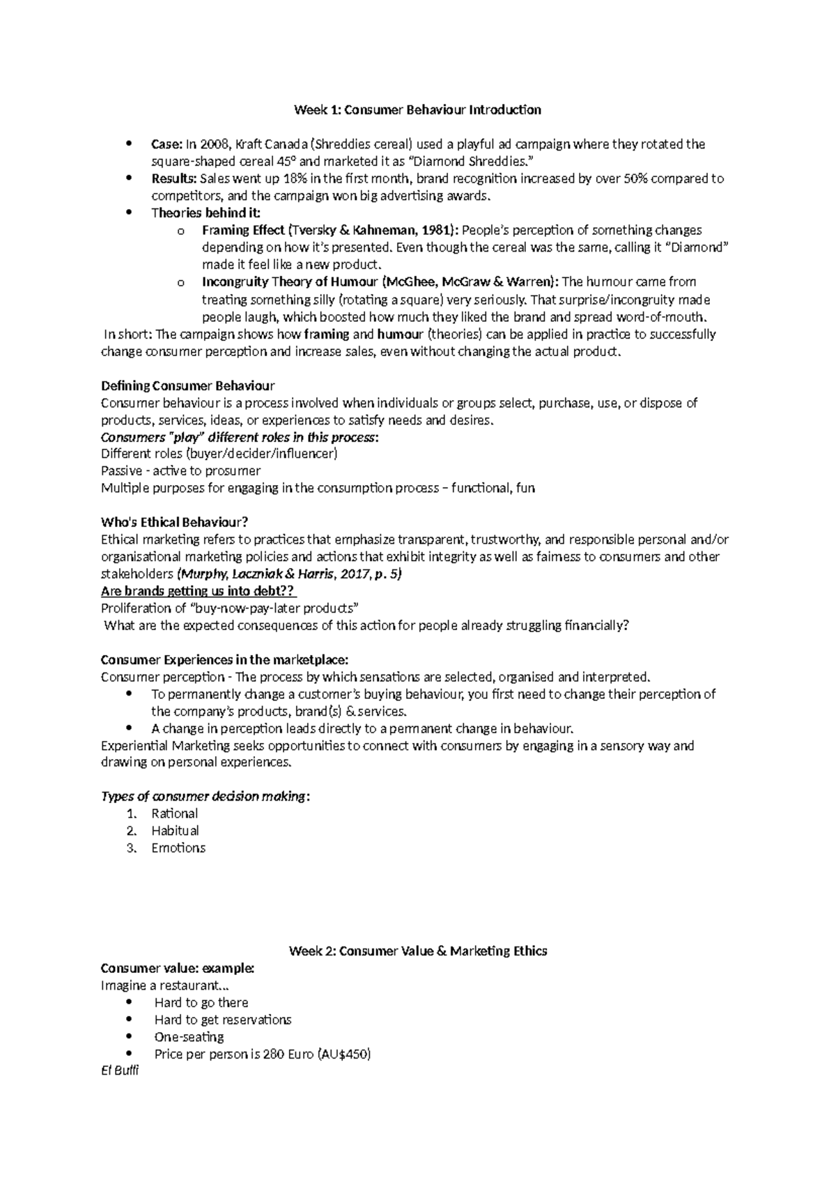 Consumer Behaviour Notes - Mid-Sem Exam Study Guide - Studocu