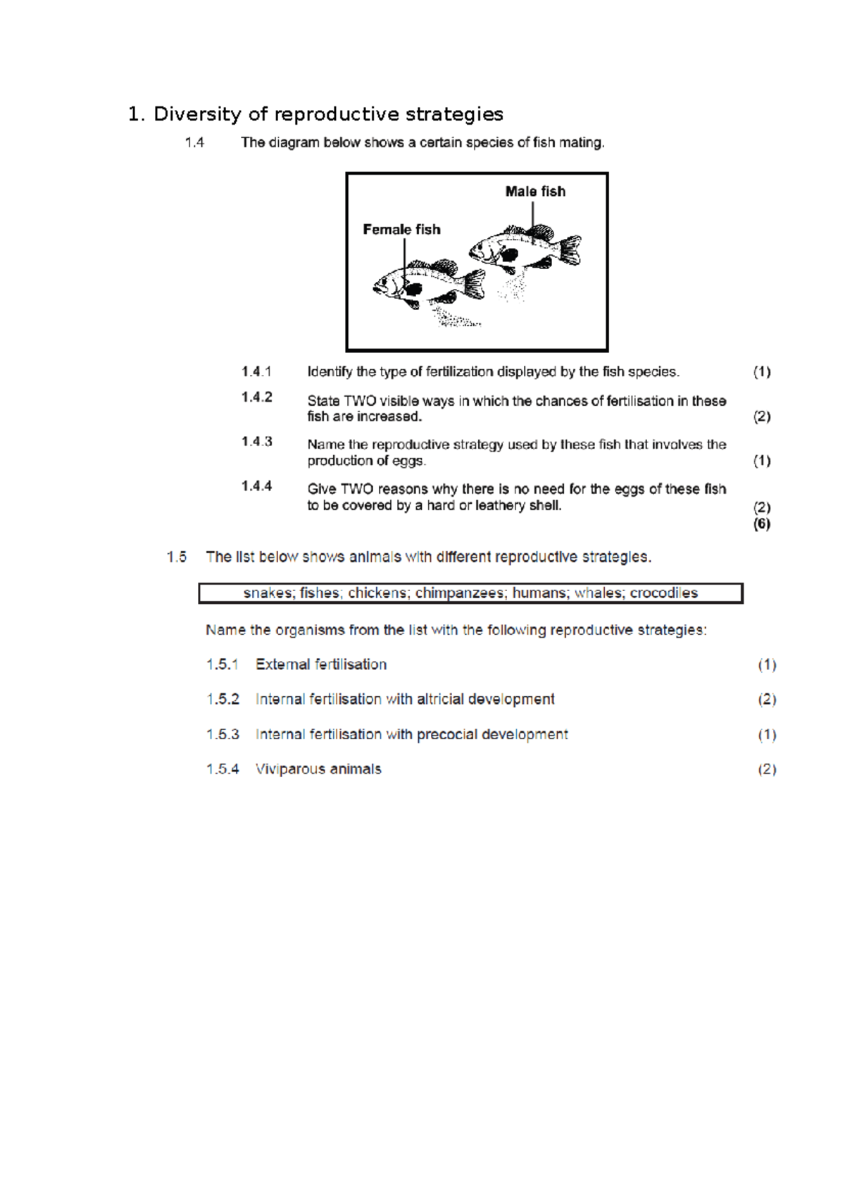 LIFE Sciences: Diversity of Reproductive Strategies in Fish and Animals ...