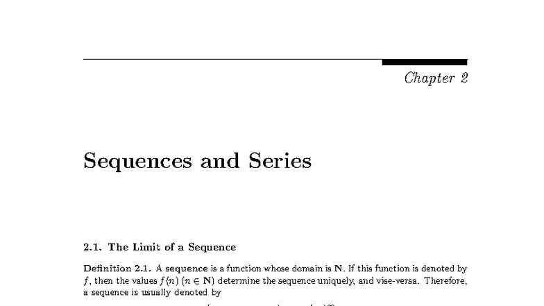 Chapter 2 - Sequences and Series: Limits, Convergence, and Theorems ...
