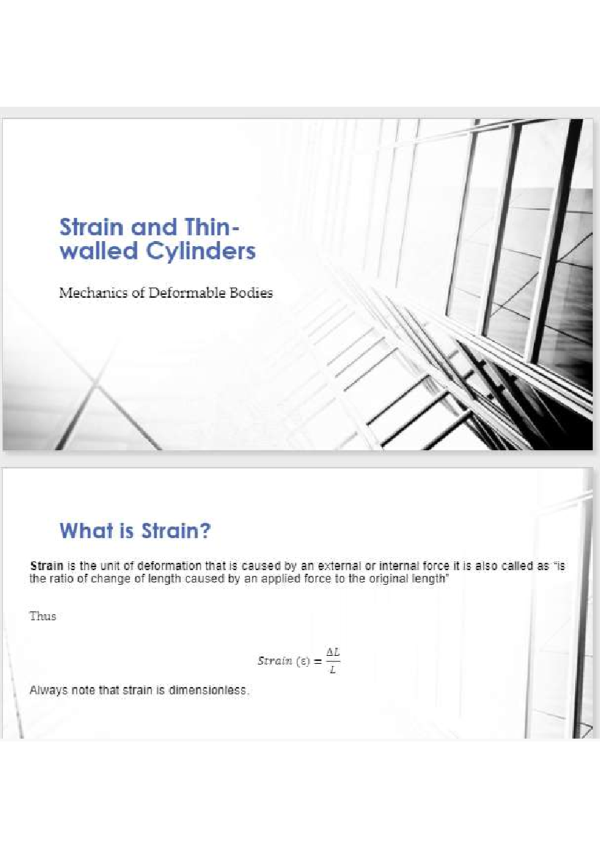 Module 2 - NOTES on Strain and Mechanics of Deformable Bodies - Studocu