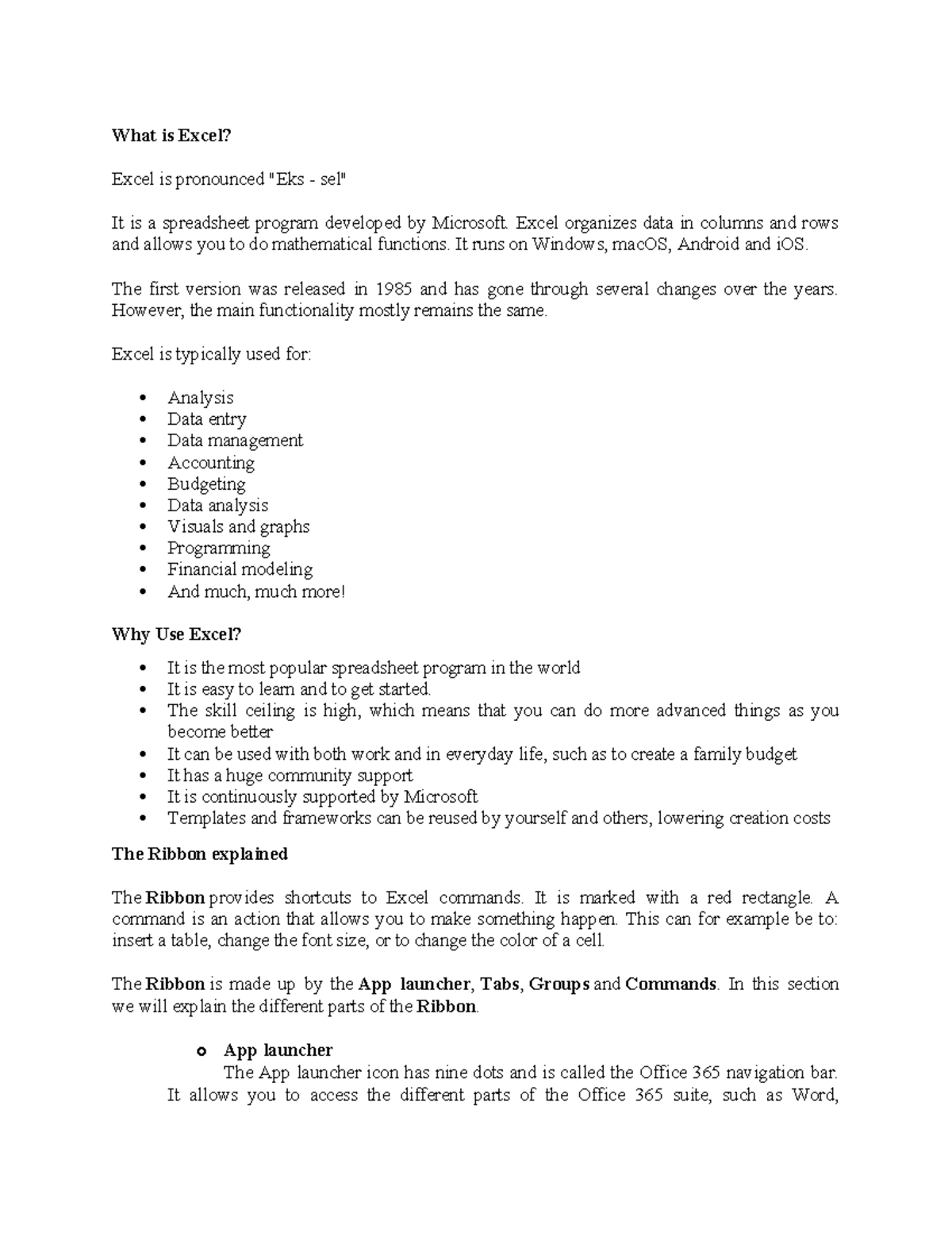 COMP101 Excel Basics Review: Functions, Formatting, and More - Studocu