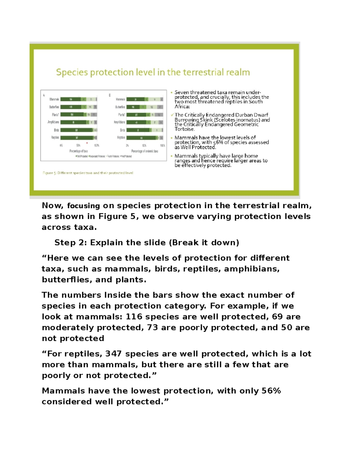 3.1.8 Terrestrial Realm: Species Protection Levels Across Taxa - Studocu